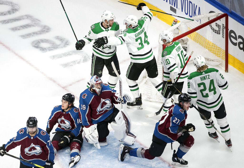 Stars use 4-goal 2nd to beat Avs, take 2-0 lead in series - Sentinel ...
